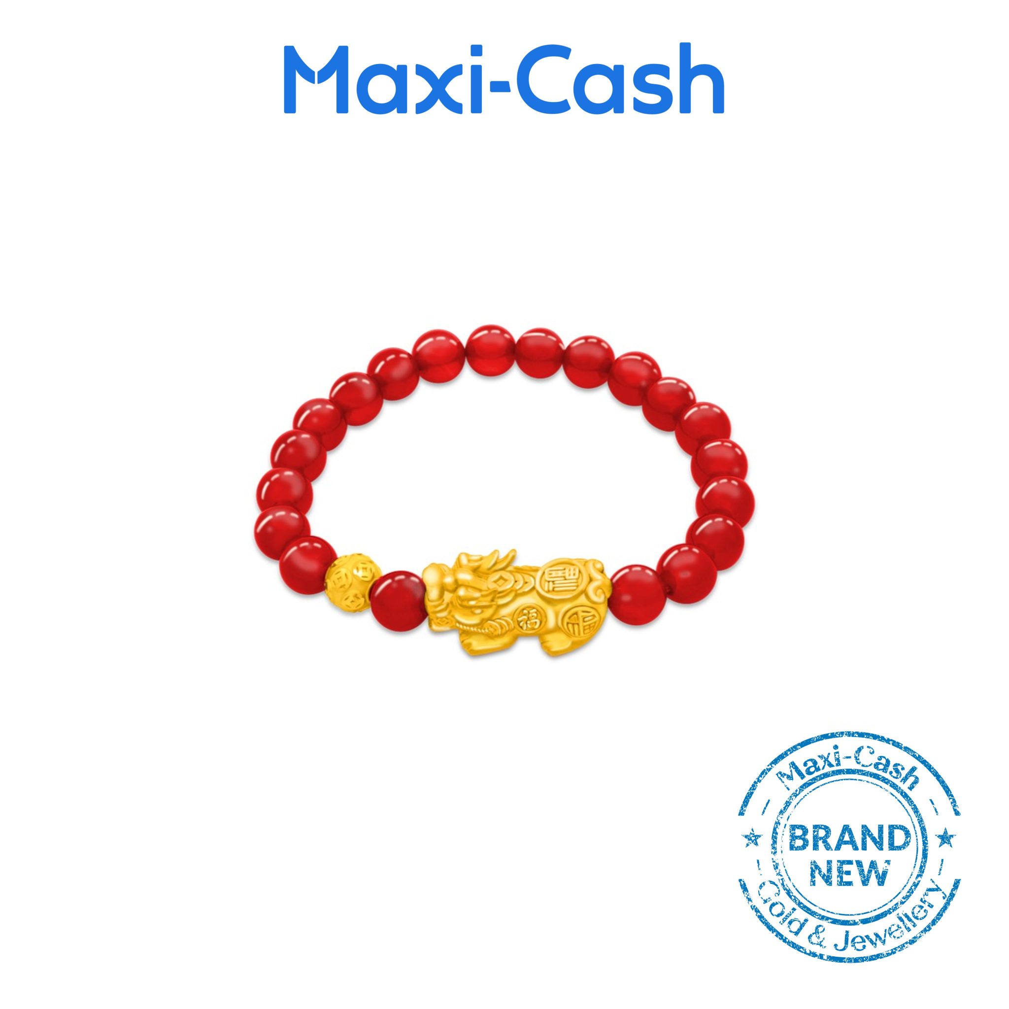 Golden Pixiu Bracelet (Red Agate) in 999 Gold - Maxi-Cash