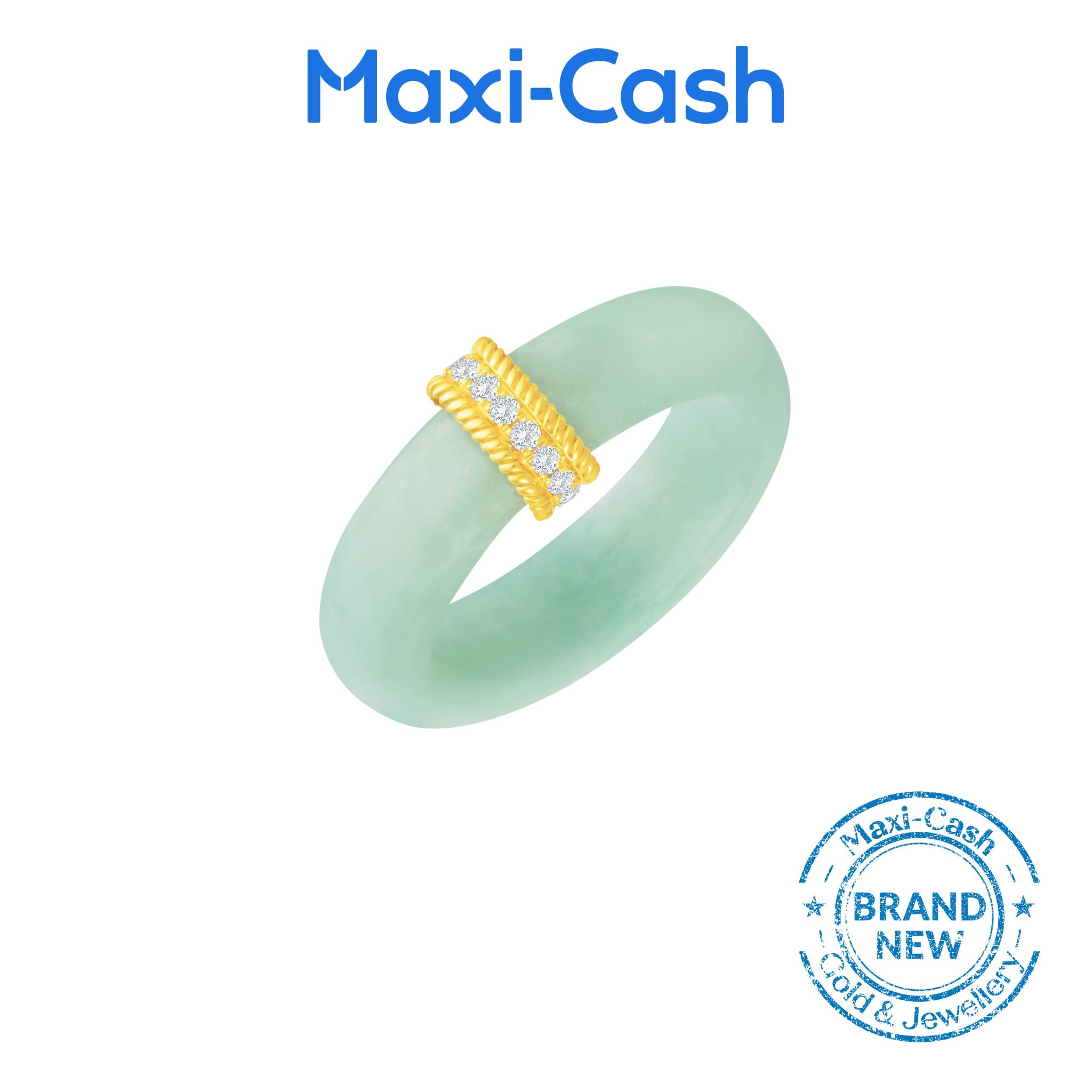 Royal Aura Jadeite Ring in 18K Yellow Gold - Maxi-Cash